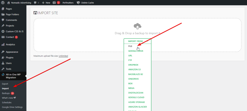 How To Restore A Wordpress Backup Using All In One Wp Migration Plugin